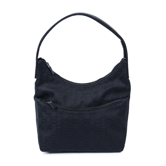 Gucci | Bags | Gucci Front Pocket Shoulder Hobo In Black Monogrammed ...